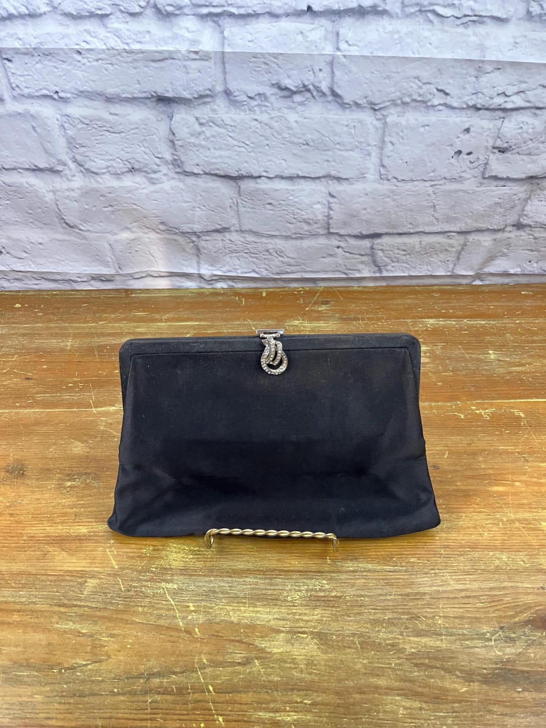 Mid Century Black Evening Bag Coblentz 60s Night Out Bag Silver Faux ...