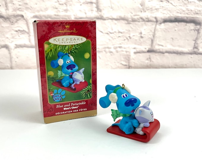 Vintage Blue and Periwinkle Blues Clues Christmas Ornament Sledding ...
