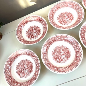 Royal Ironstone Memory Lane Red Transferware Dinnerware Fruit Bowls ...
