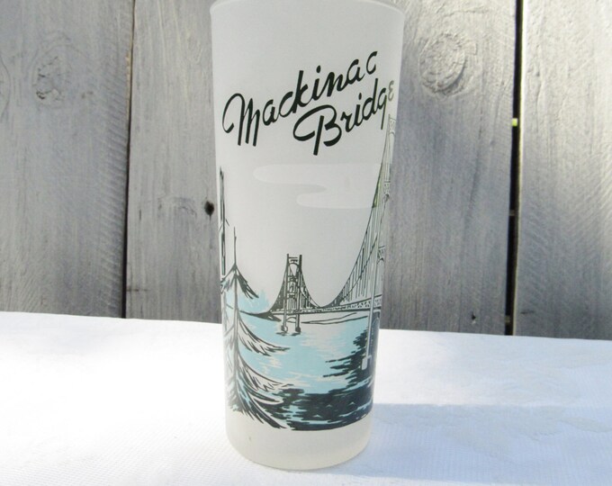 Mackinac Bridge Vintage Souvenir Glass, Mackinac Island Gift, Michigan ...