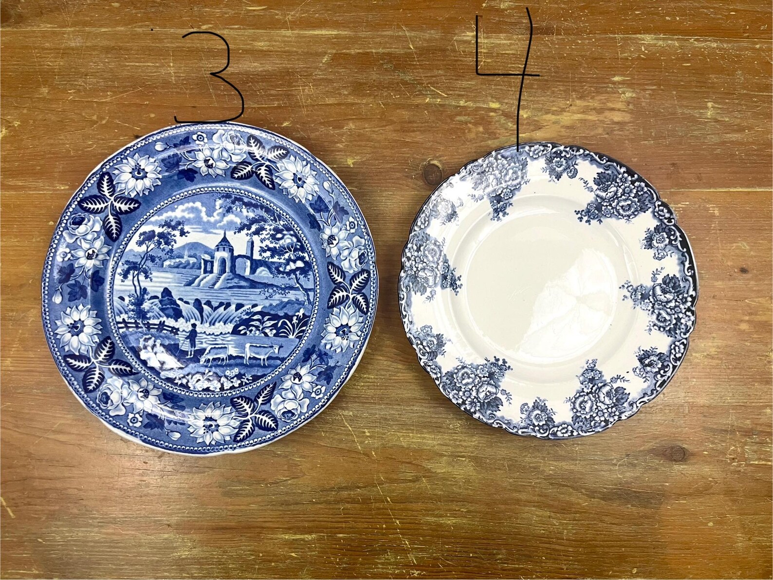Vintage Antique Blue White Transferware Plates Decorative Wall Plates ...