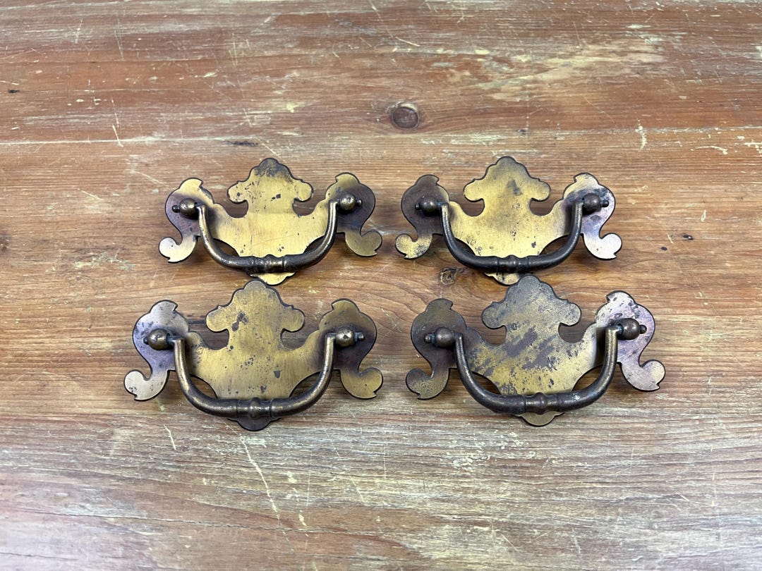 Vintage Set of 4 Bail Drawer Pulls Dresser Pulls Bureau Drawer Pulls ...