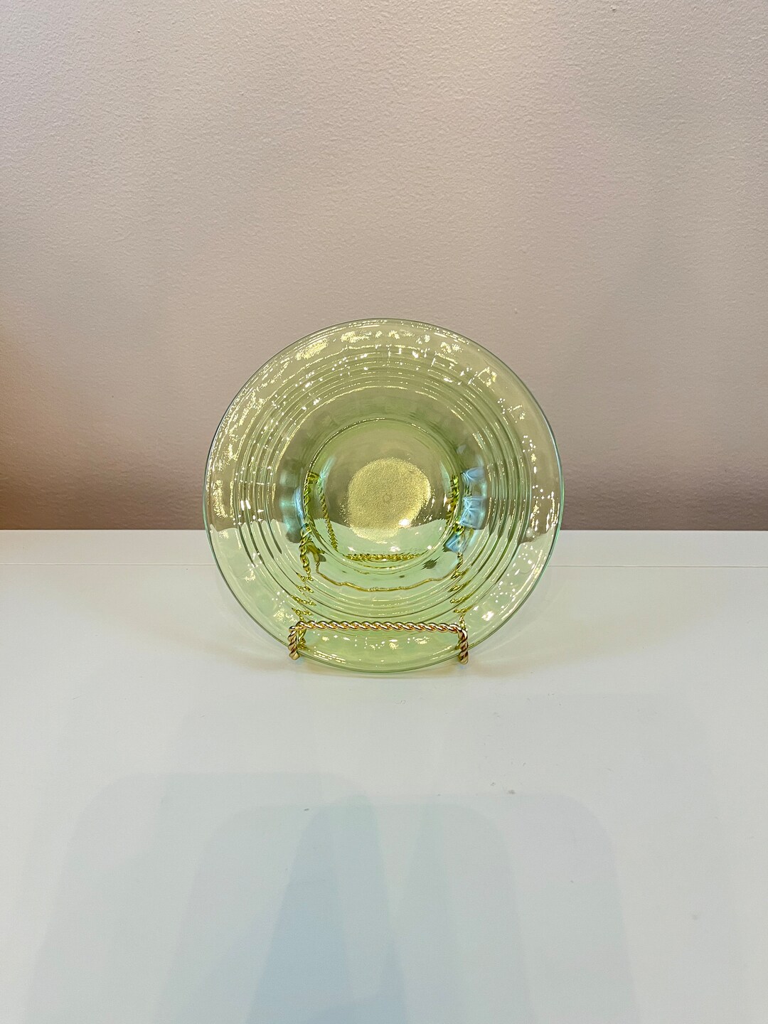 Vintage Pale Green Glass Optic Plate 6 Inch Appetizer Plate Spring ...