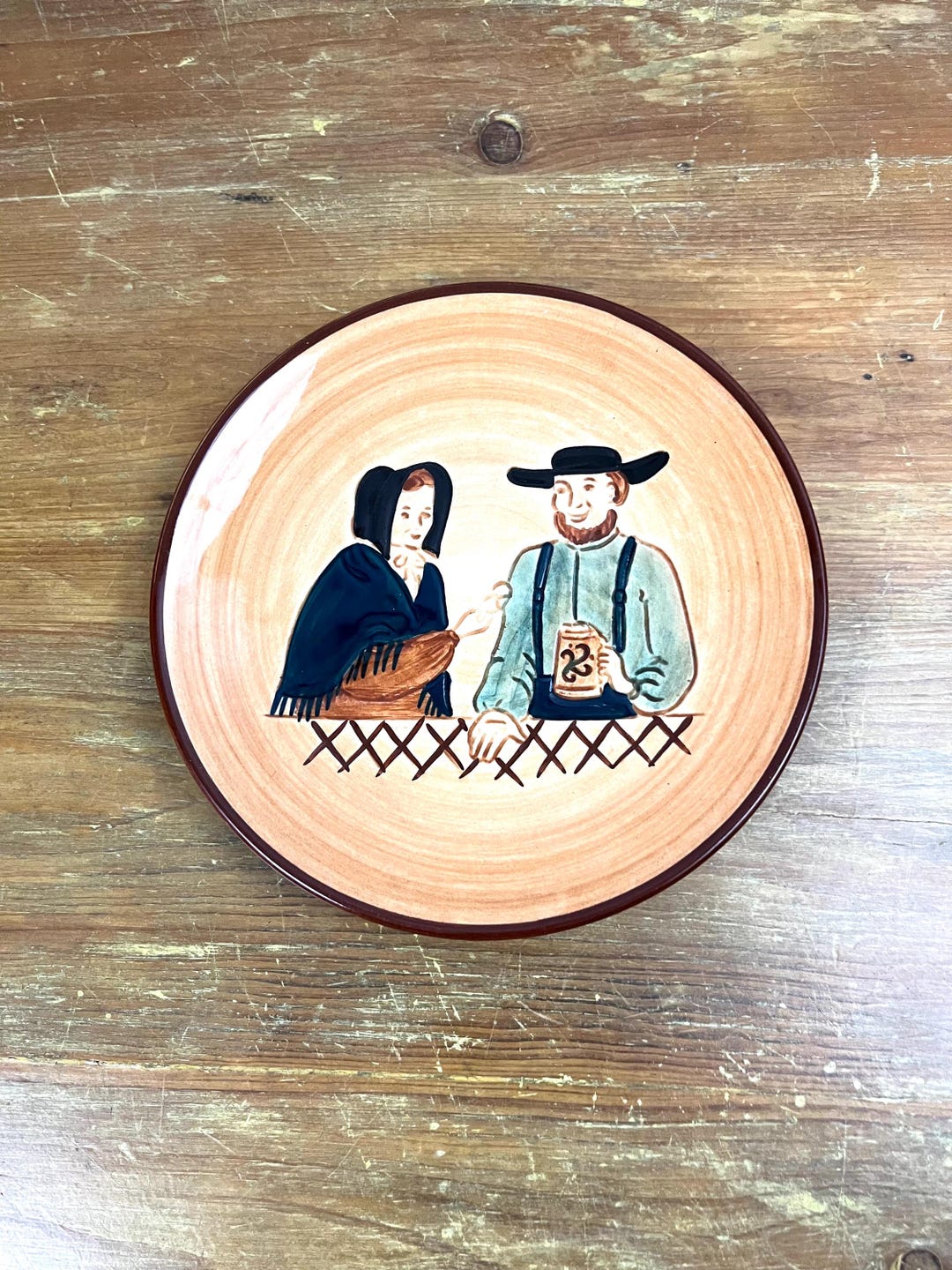 Vintage Pilgrim Plate Pennsbury Pottery Thanksgiving Holiday Decor and ...