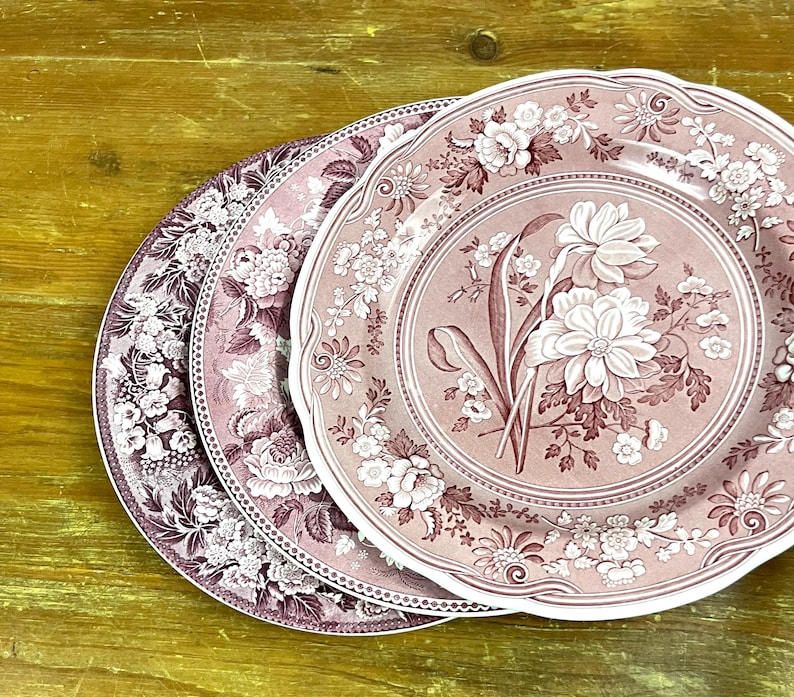 Vintage Lavender & Pink Transferware Dinner Plates Mix and Match Set of ...