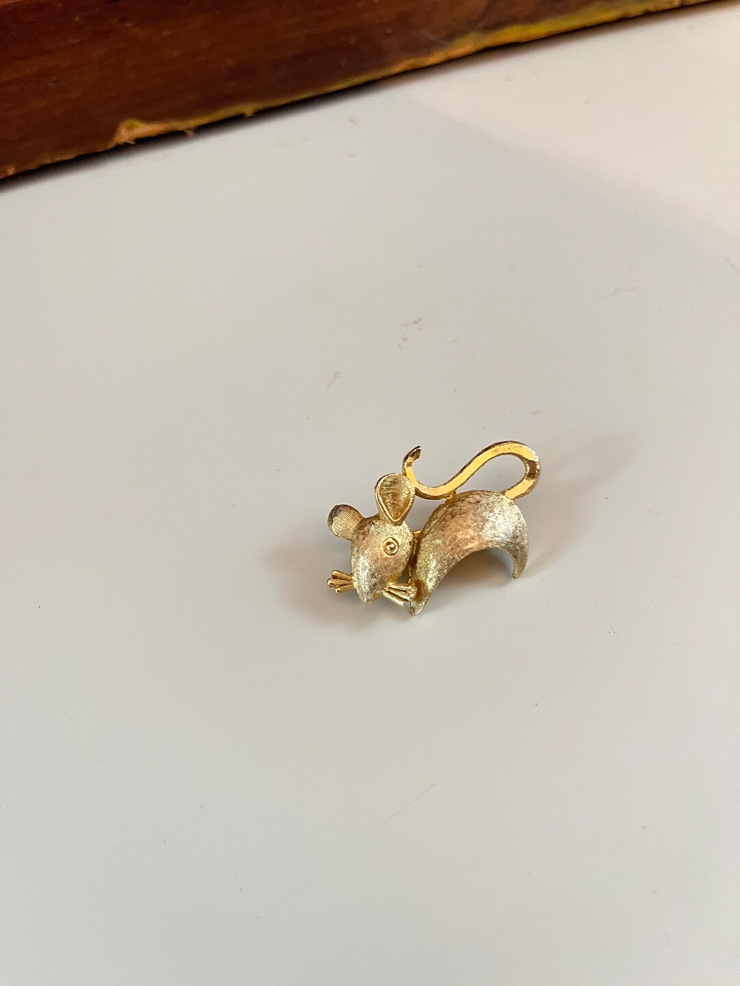 Vintage Gold Mamselle Mouse Pin - Etsy