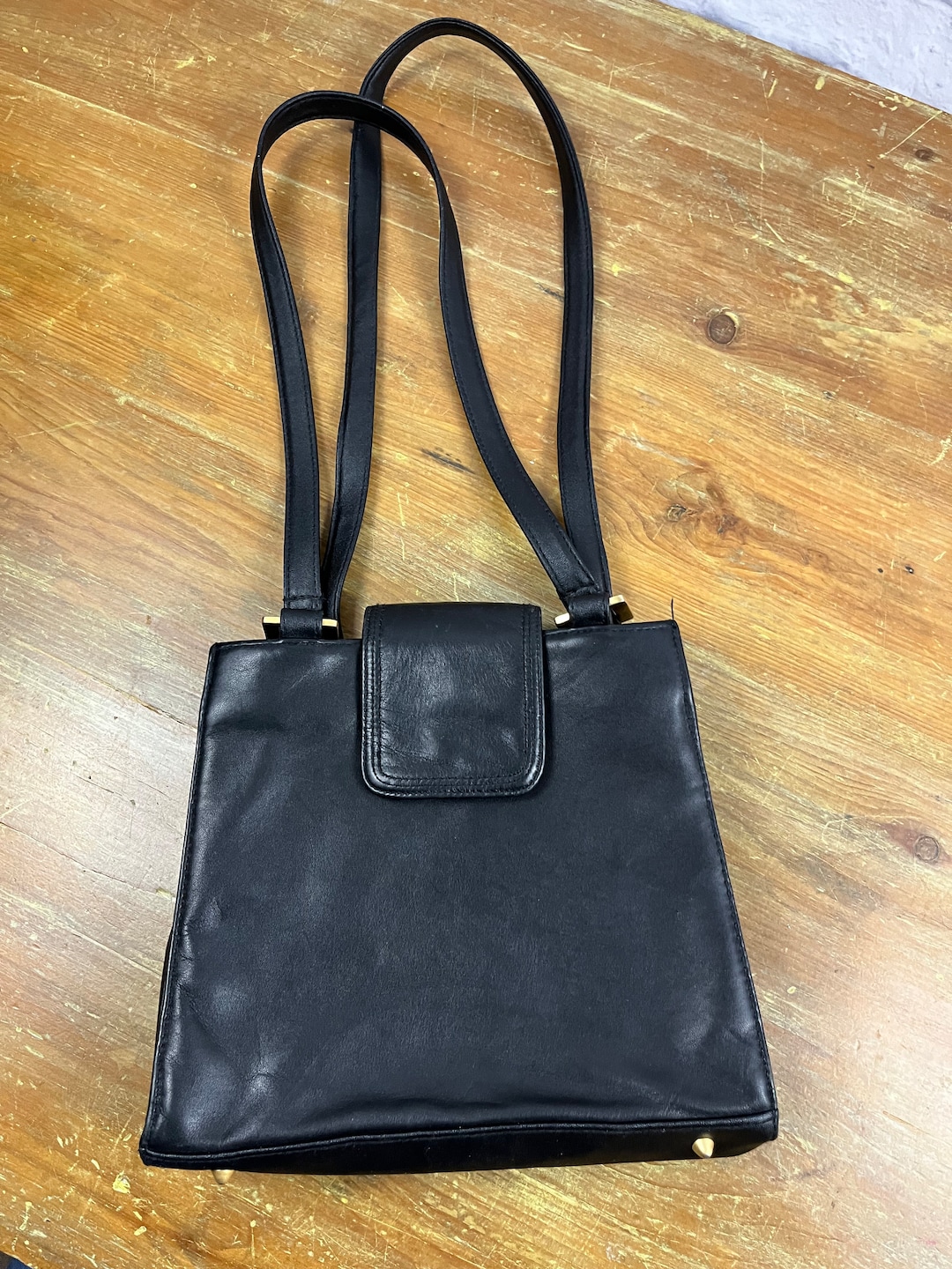 Vintage Black Leather "toni Brand" Shoulder Bag Gift for Friend Classic ...
