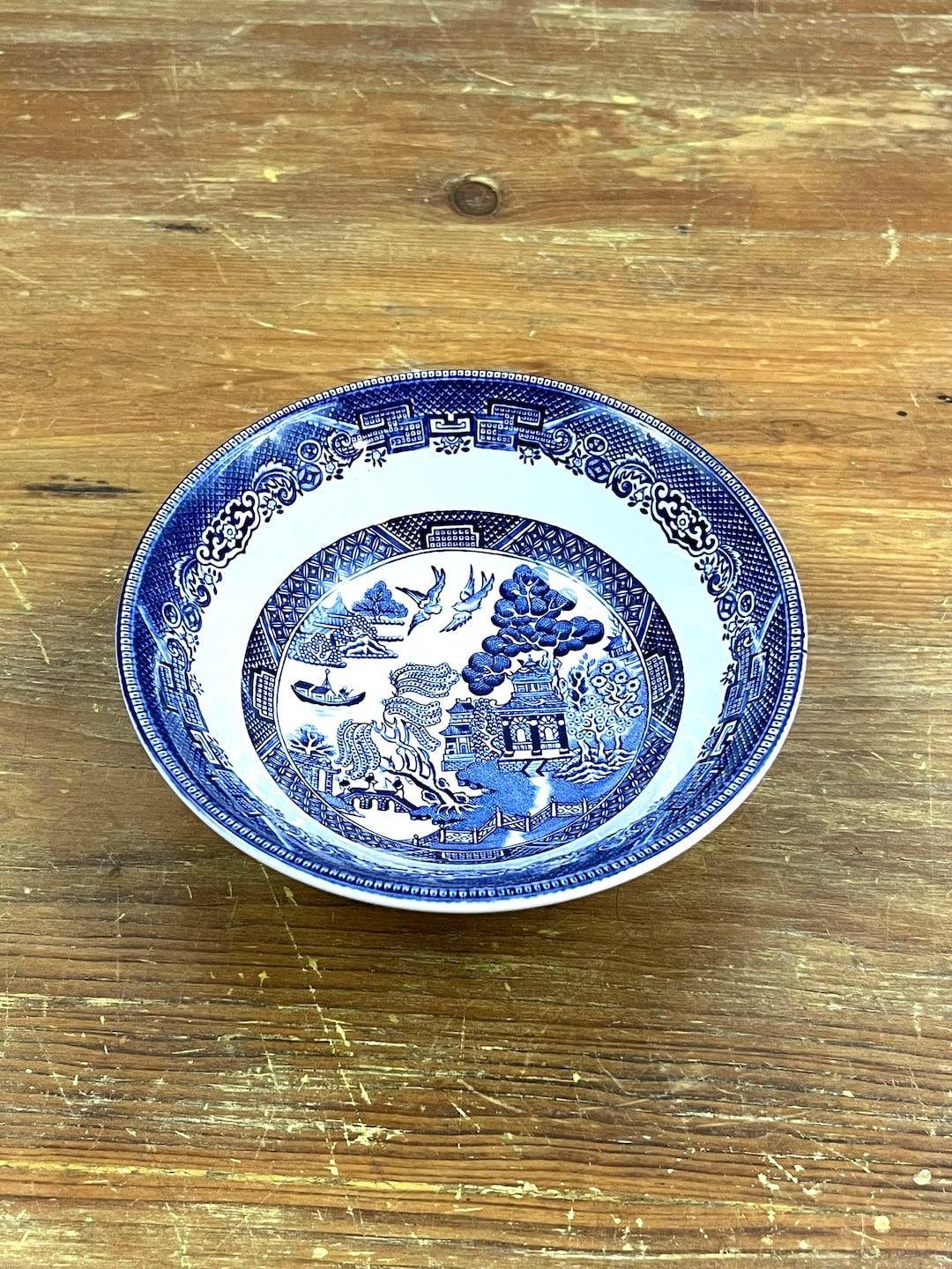 Vintage Blue Willow Transferware Bowl Coupe Cereal Bowl Blue White ...