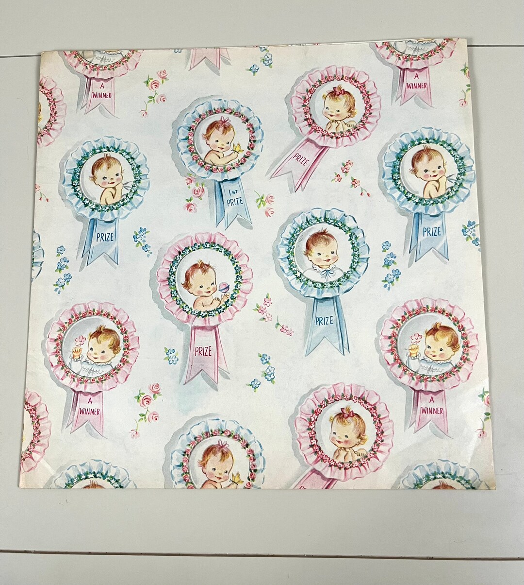 Vintage New Baby Wrapping Paper 1960s Era Baby Shower Gift Wrapping ...