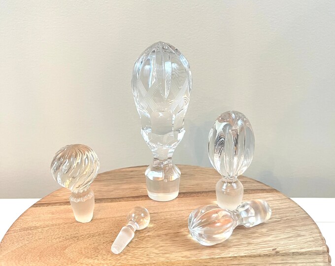 Vintage Glass Stopper Clear Glass Swirl Ball Style Oval Swirl Liquor ...