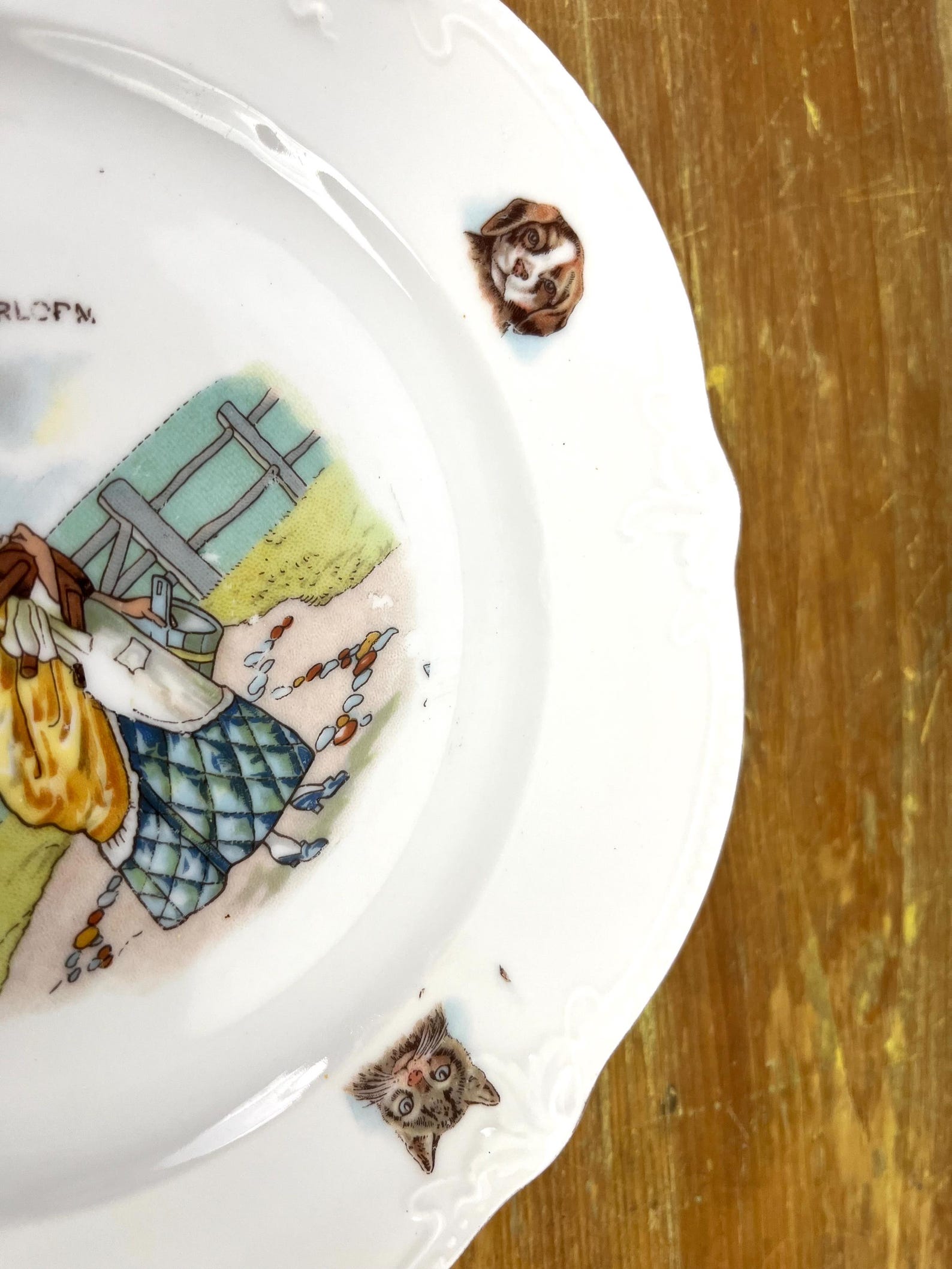 Antique Illustrated Plate "this is the Maiden All Forlorn" off to Work ...