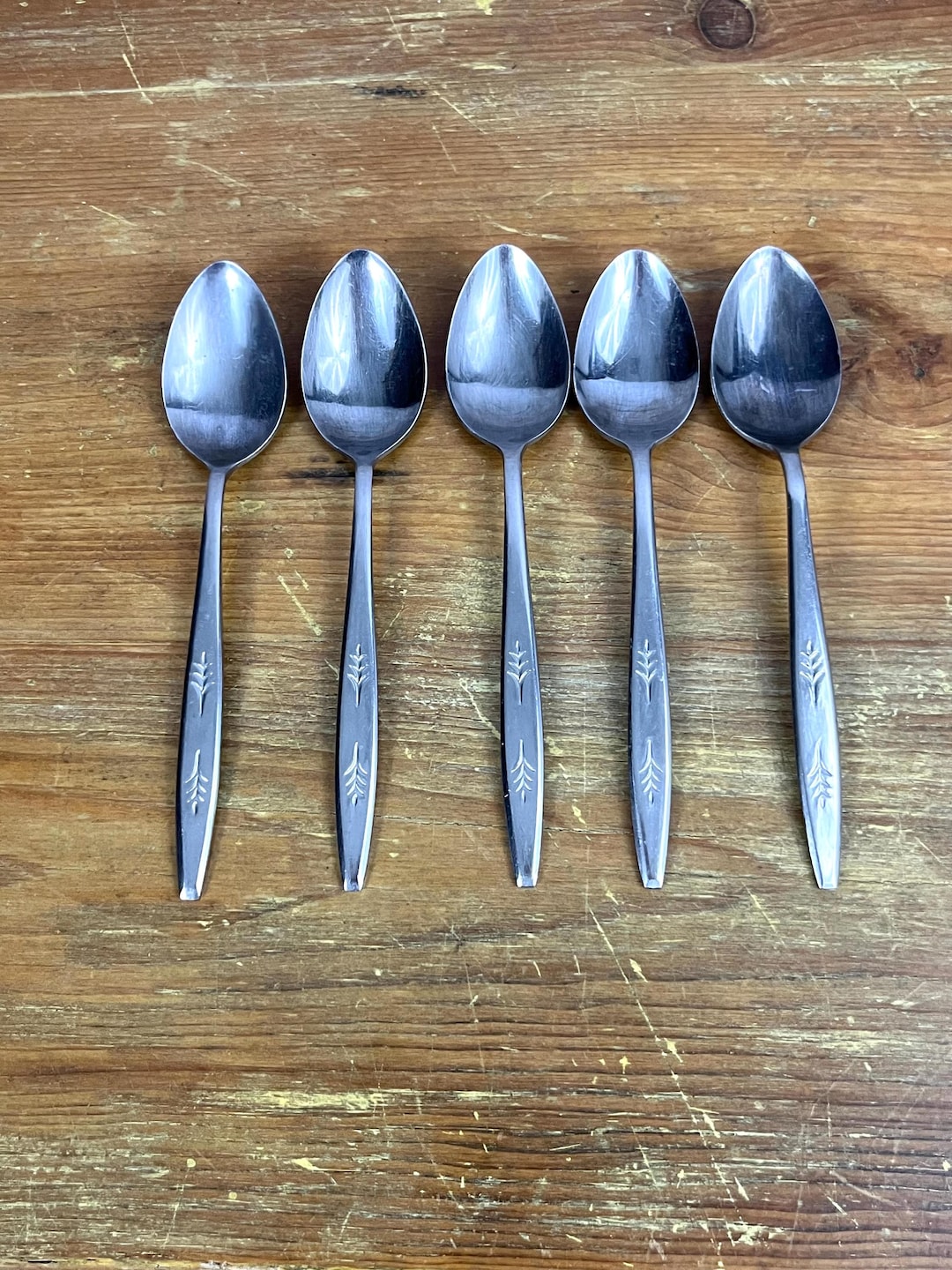 Vintage Ekco Eternal Flatware Tree Themed Handle Japan Made Teaspoons ...