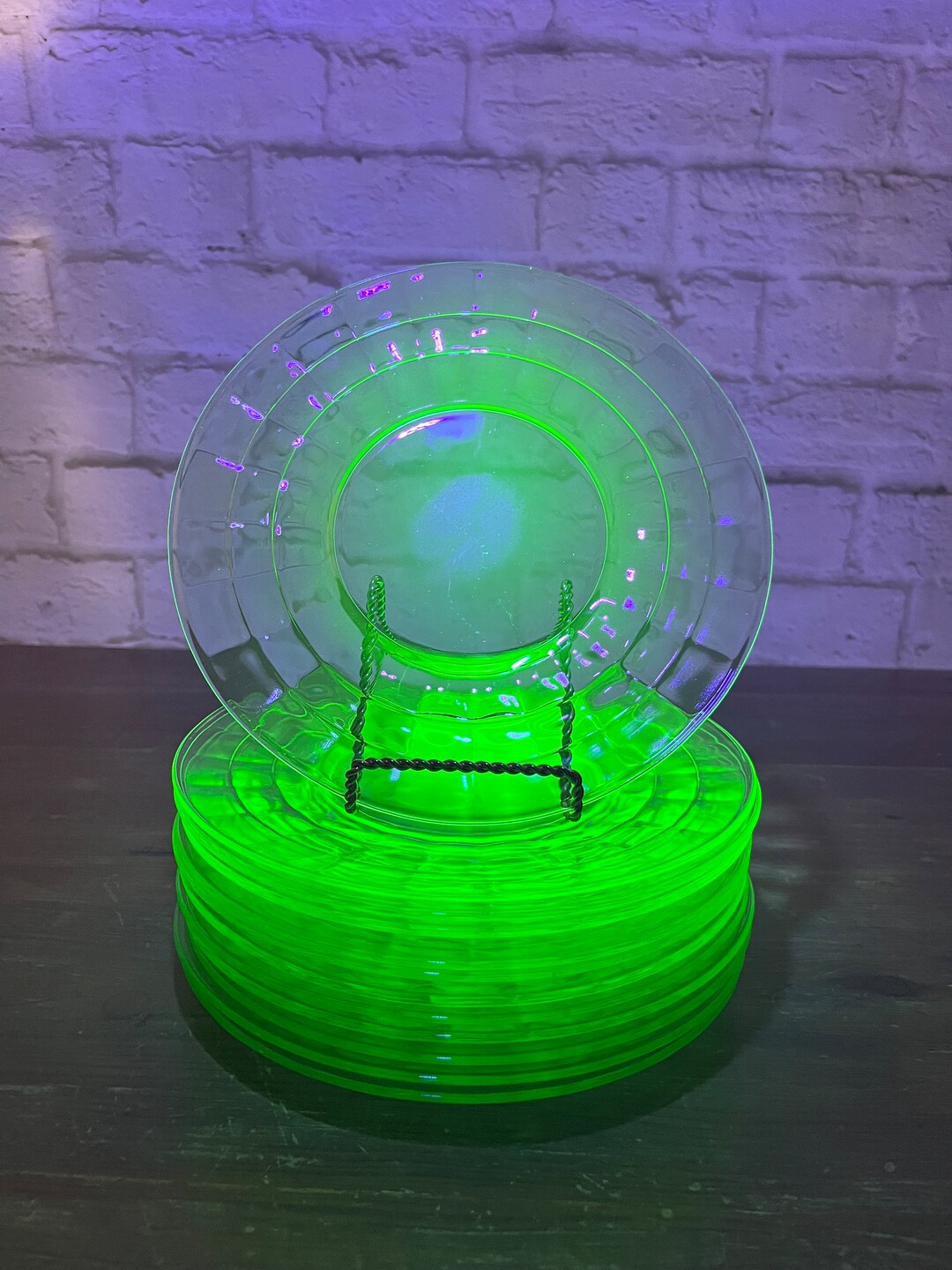 Uranium Vaseline Green Glowing Side Plates Salad Plates Dessert Plates ...