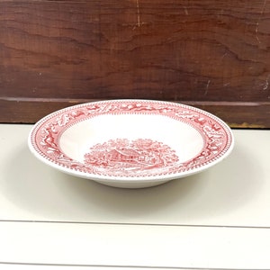 Royal Ironstone Memory Lane Red Transferware Dinnerware Soup Bowls Pink ...