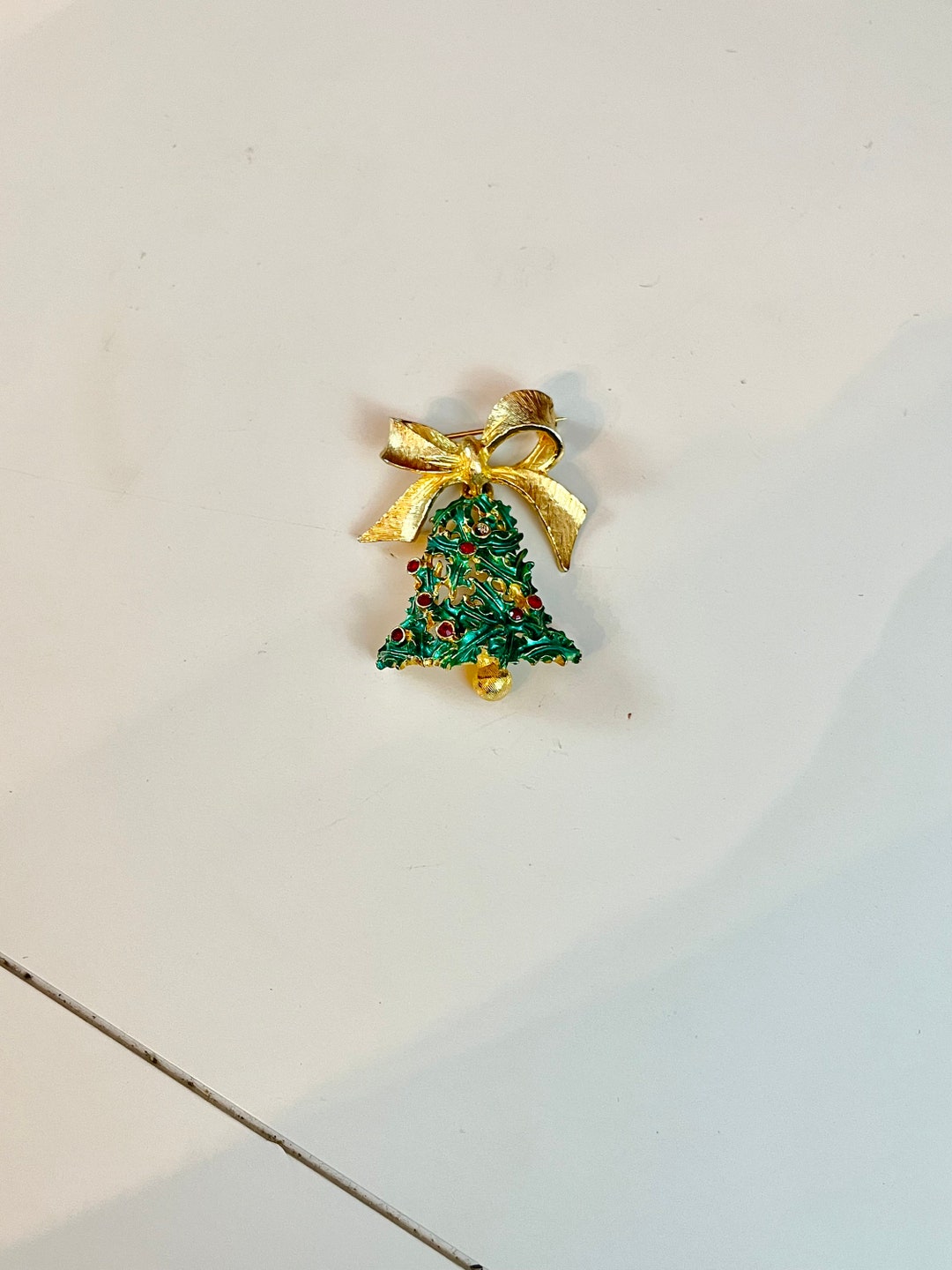 Vintage 60s Christmas Tree Pin MYLU Tree Brooch With Bell Like Tree ...