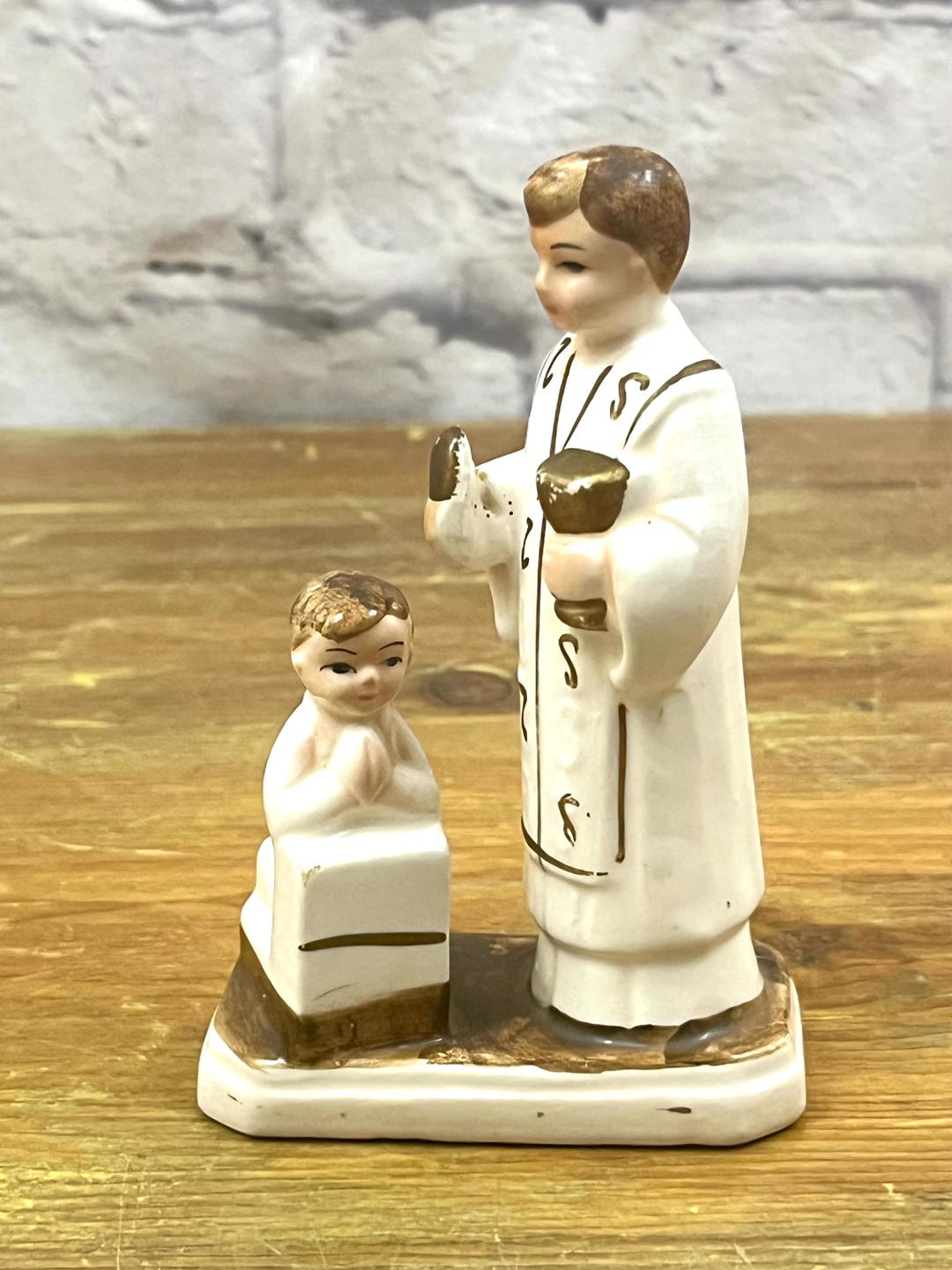 Vintage Catholic Priest and Child First Communion Figurine Cake Topper ...