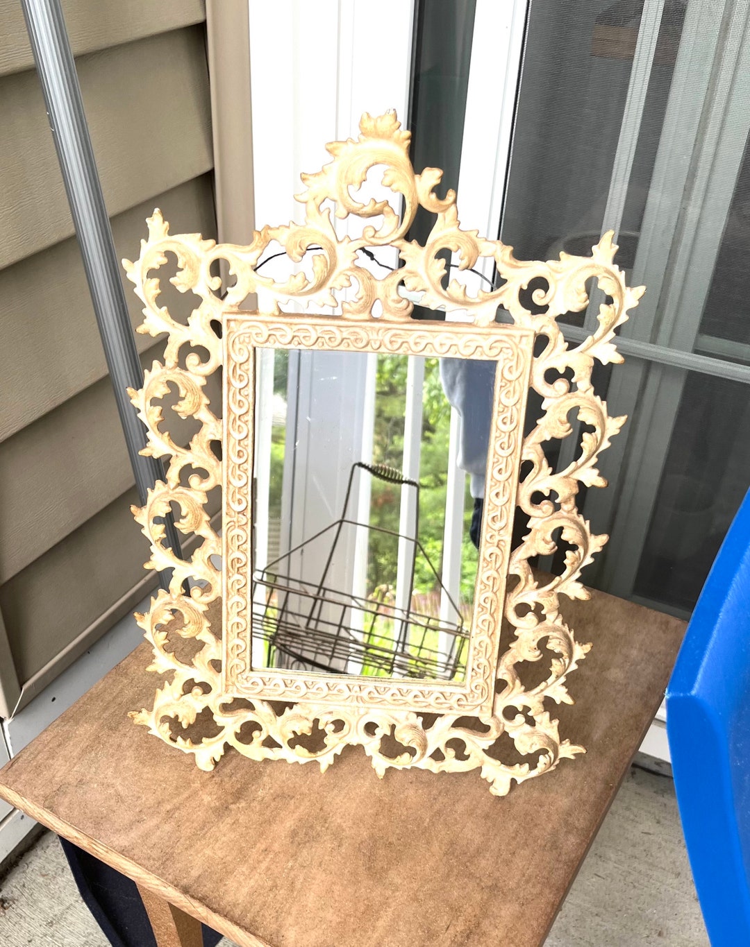 Antique Cast Iron Easel Mirror or Wall Picture Frame Antique White ...