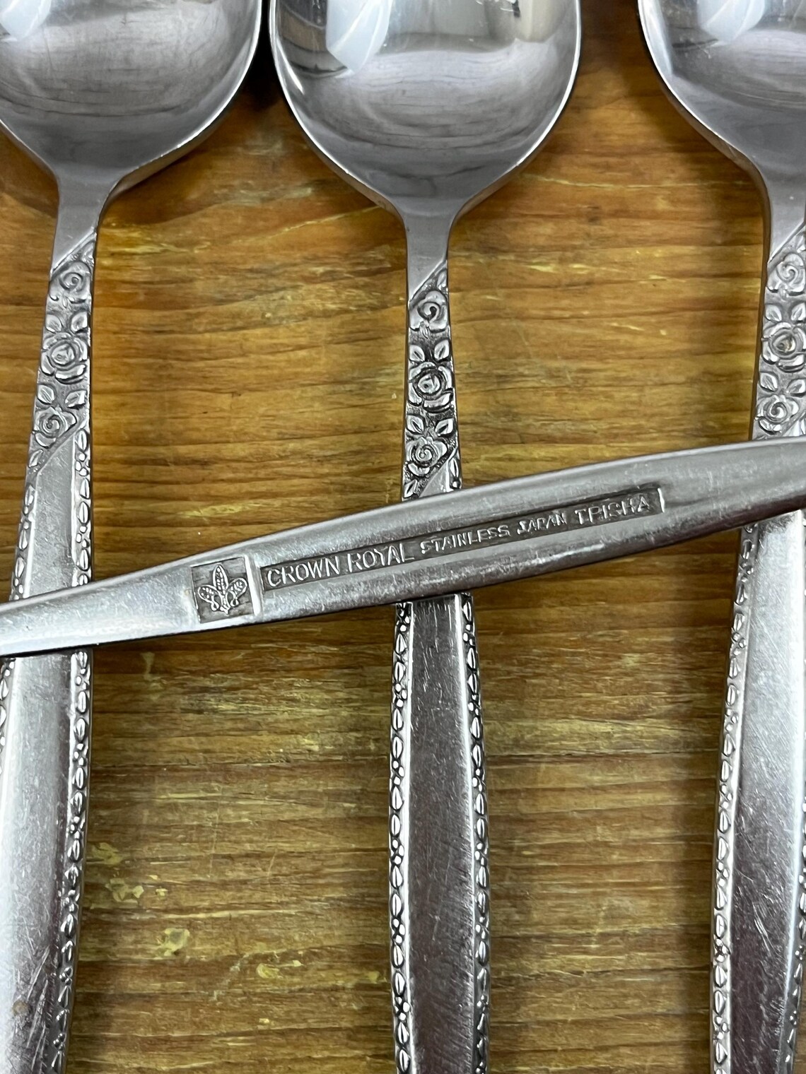 Vintage "trisha" Pattern Stainless Crown Royal Japan Flatware Teaspoons ...