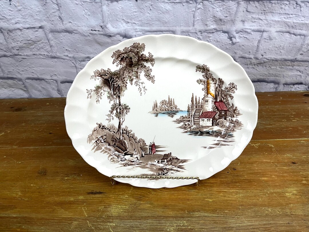 Vintage Platter "the Old Mill" Johnson Brothers Made in England Brown ...