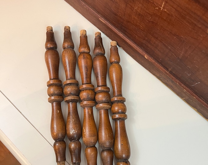 Vintage Brown Wood Turned Chair Spindles Set of 5 Architecture Salvage ...