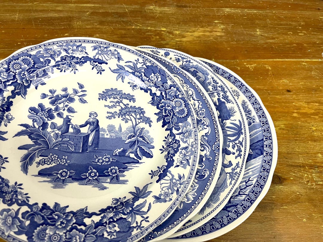 Spode Blue Room Collection Blue and White Transferware Plate Set ...