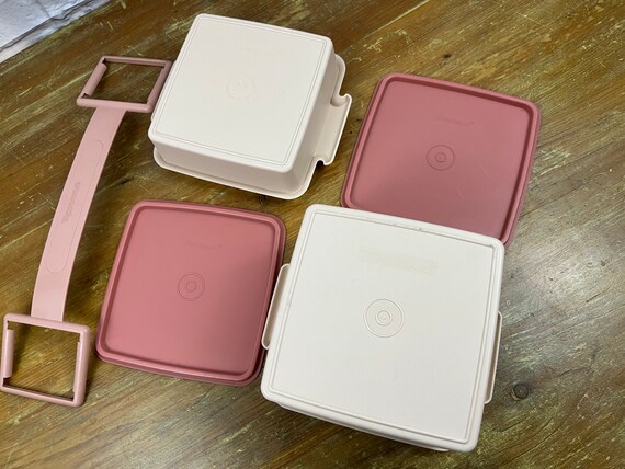 Vintage Pink Tupperware Lunchbox Stackable Bento Box… - Gem