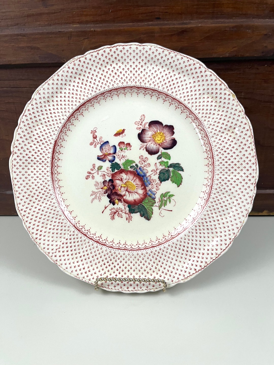 Mason's Paynsley Patt Ironstone Floral Pink Plate Shabby Chic Garden ...