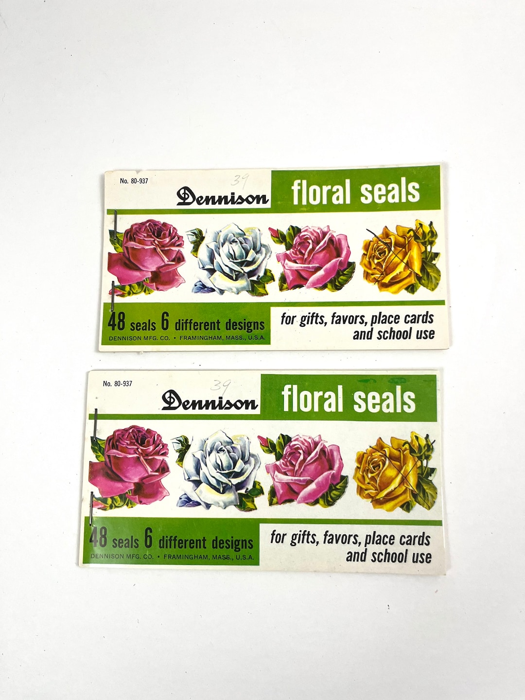 Vintage Dennison Floral Sticker Seals Gifts Favors Place Cards Envelop ...
