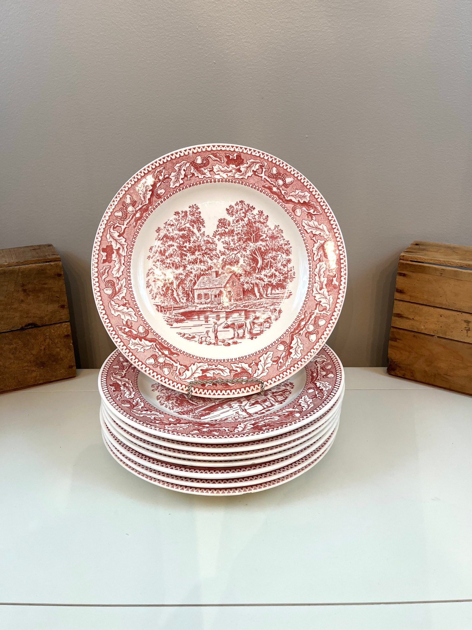 Royal Ironstone Memory Lane Red Transferware Dinnerware Dinner - Etsy