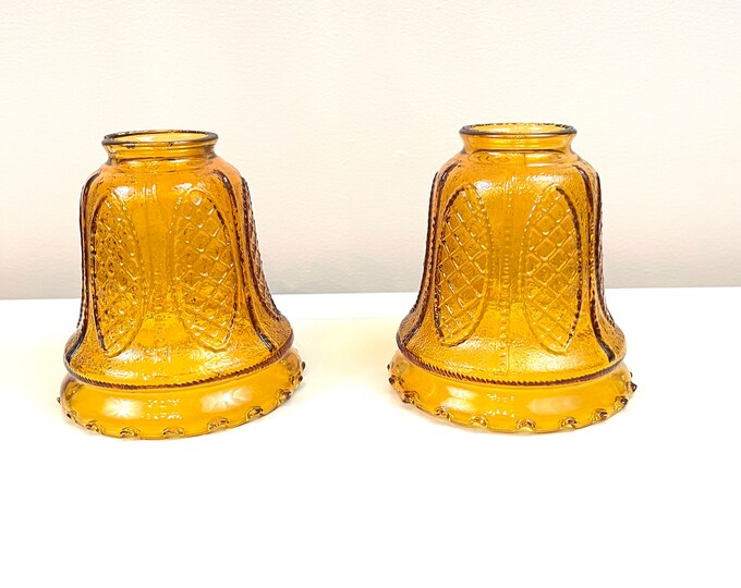 Vintage Pair of Amber Glass Light Covers Ceiling Fan Ceiling Light ...