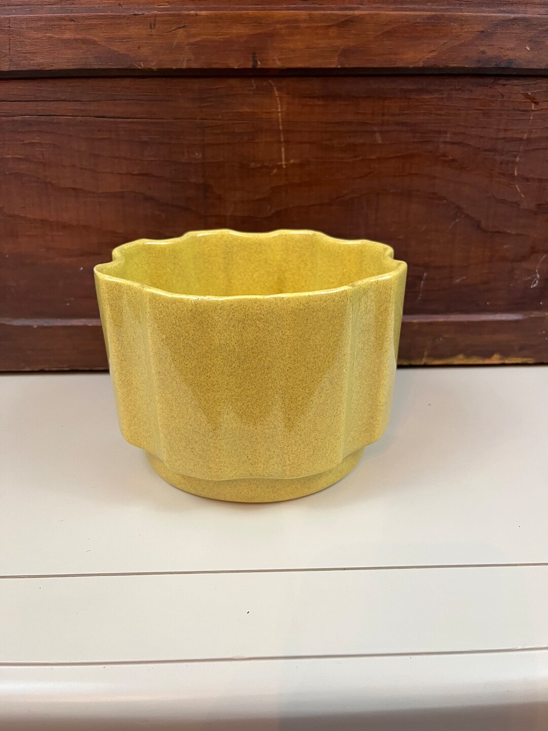 Vintage Mid Century Mustard Yellow Planter Ungemach UPCO Brand Speckled ...