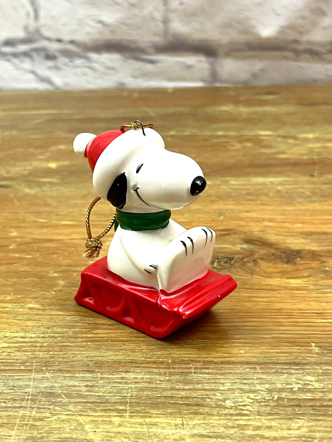 Vintage 1966 Snoopy on Sled Ornament Made in Japan UFS Inc. Peanuts Dog ...