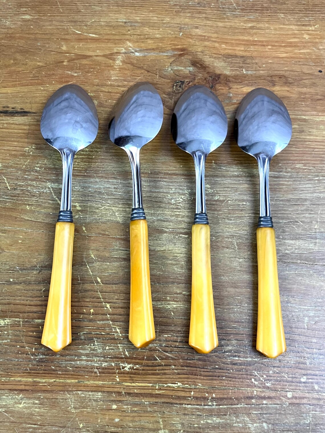Vintage Butterscotch Bakelite Stainless Flatware Dinner Forks or Place ...