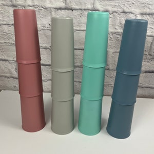 Vintage Graduated Cylinder Tupperware Tumblers Set of 12 Pink Mint ...