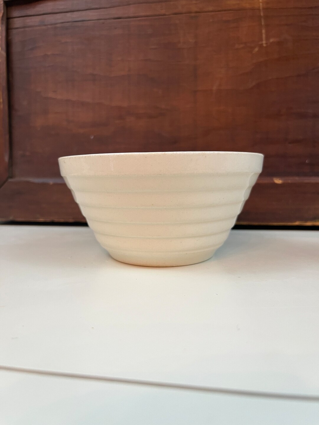 Vintage Small Ivory White Stoneware Bowl Ribbed Ironstone Bowl USA ...
