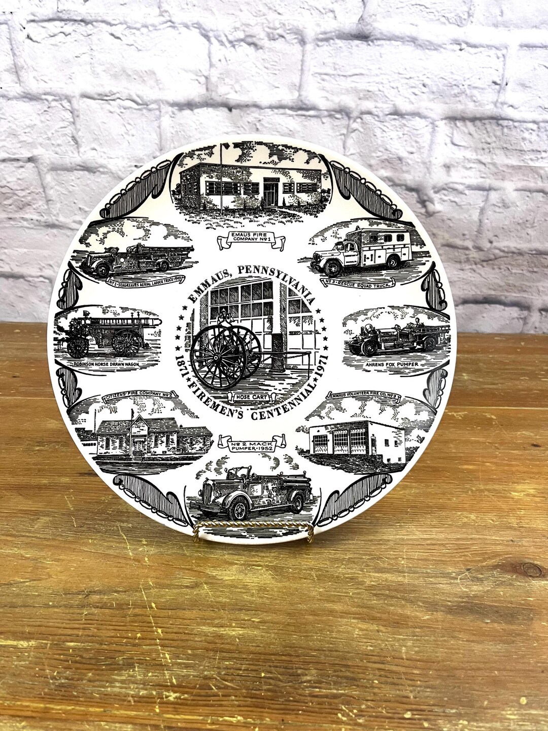 Vintage Emmaus Fire Department Emaus Commemorative Plate Historical ...