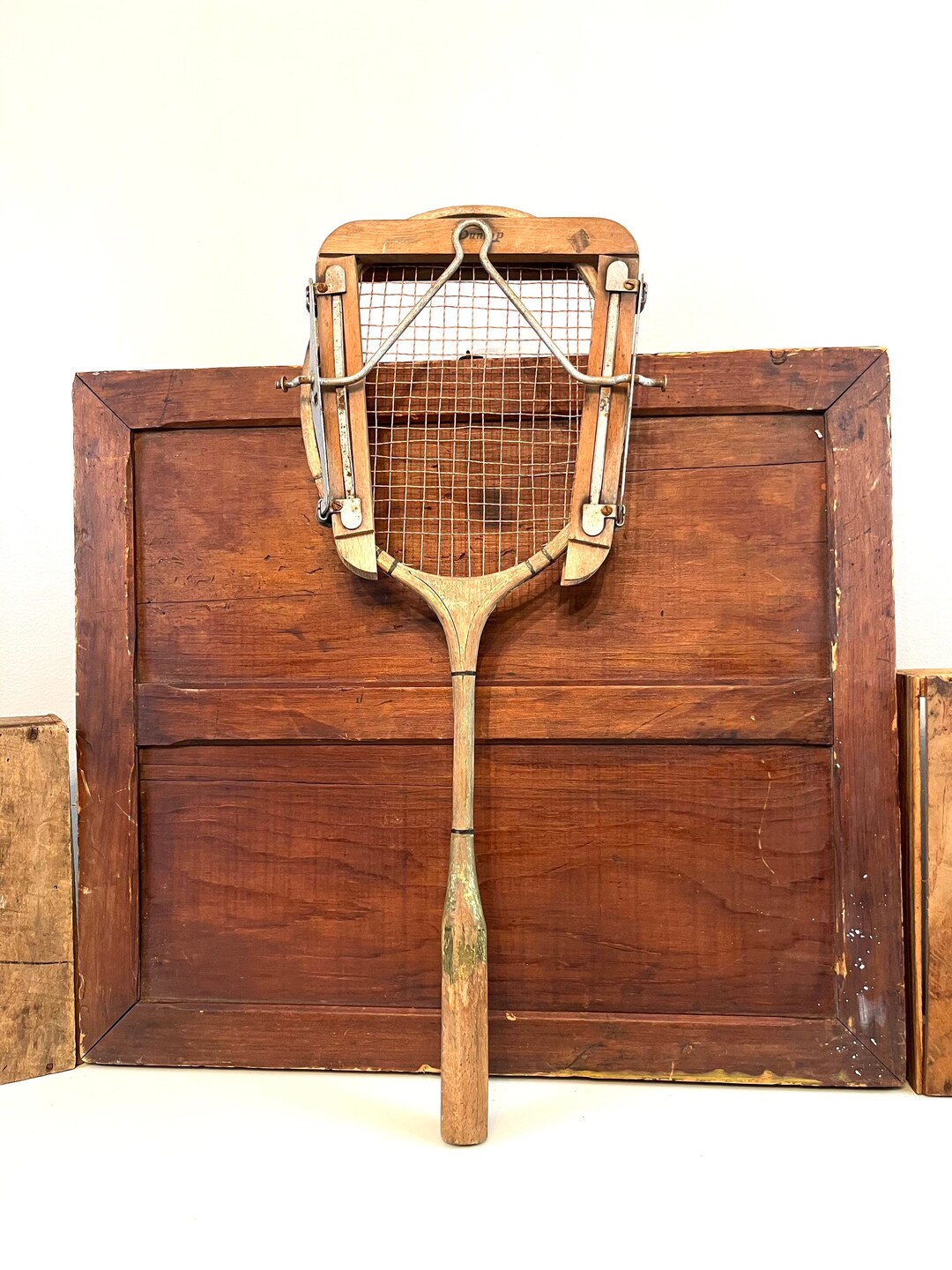 Vintage Dunlap Ace Wooden Squash Racket & Straightener Tennis Decor ...