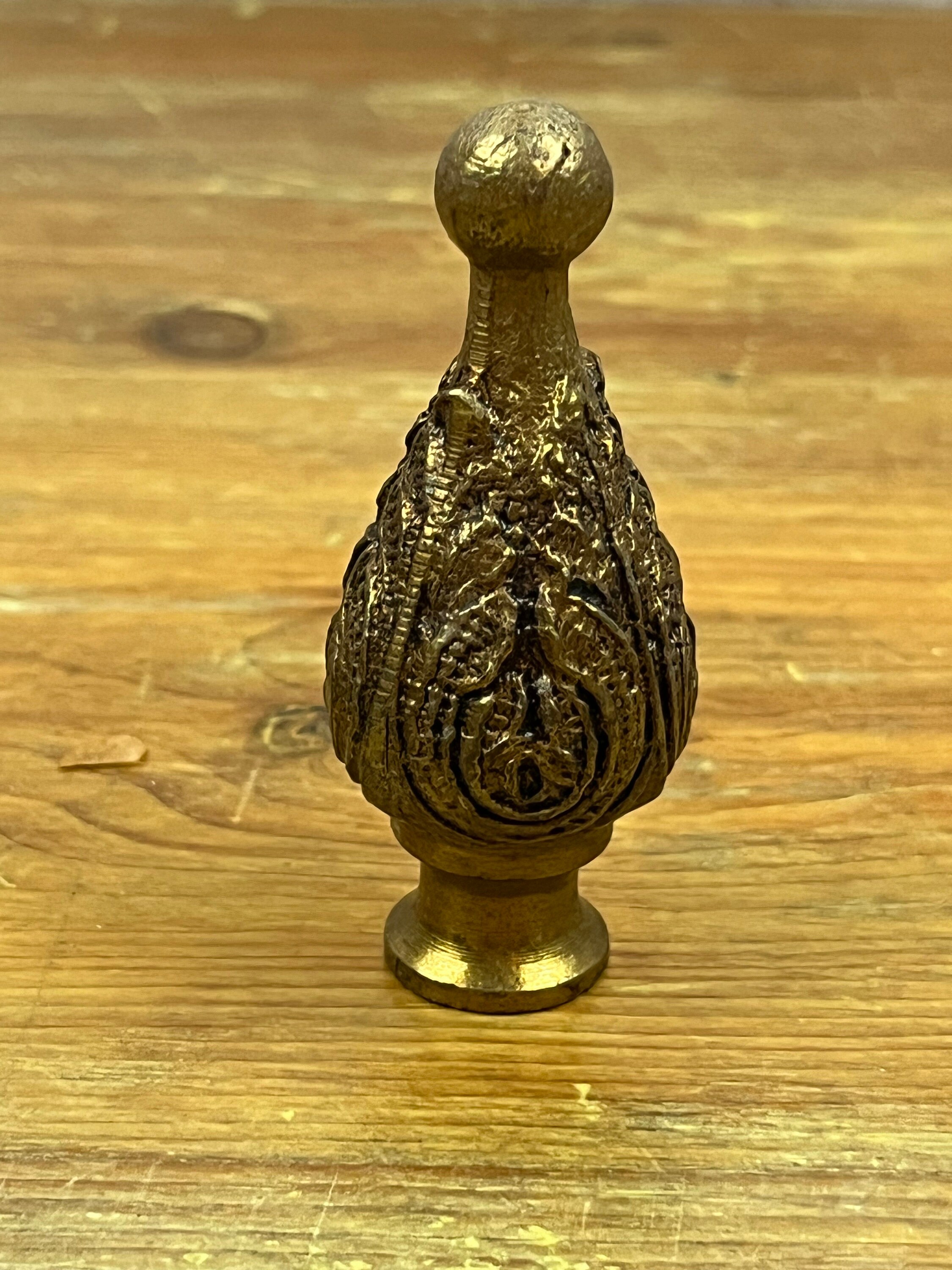 Vintage Lamp Finials Rare Art Deco Marble Golden Flame or Acanthus Leaf ...
