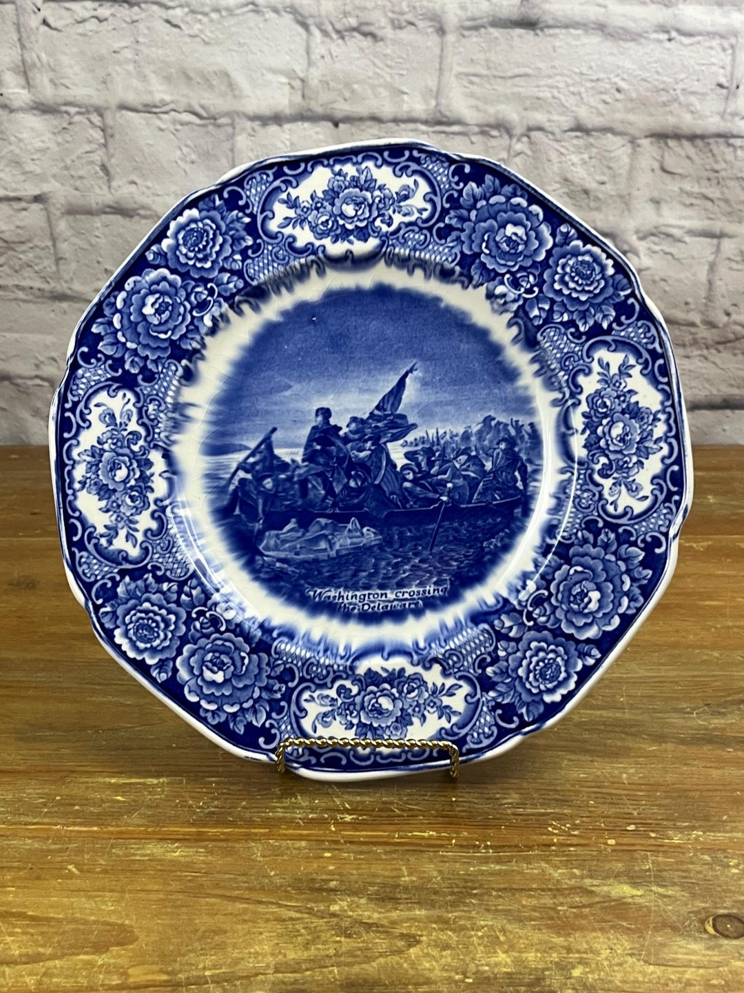 Antique George Washington Bicentennial Memorial Plate Blue White ...
