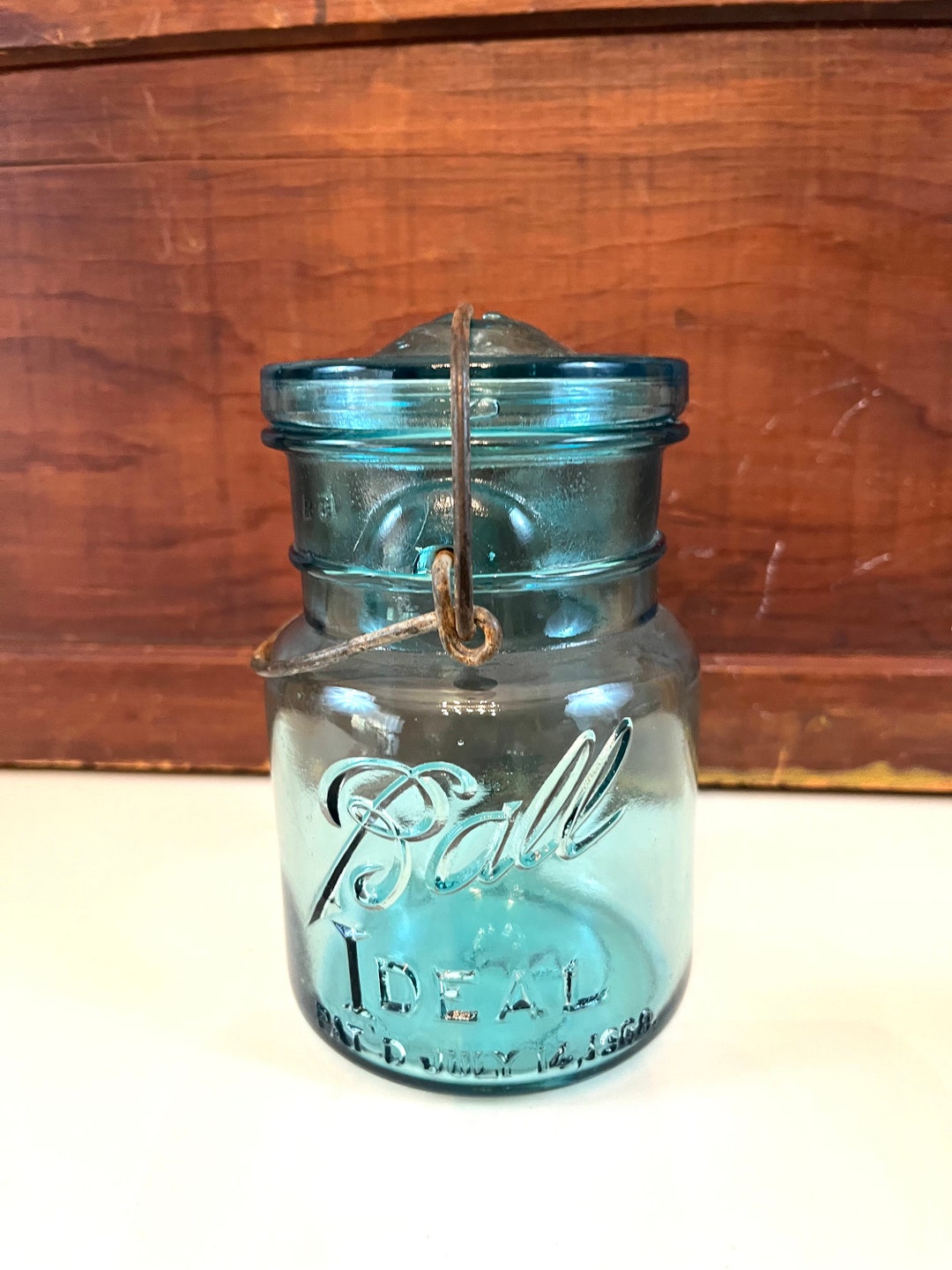 Vintage Small Blue Ideal Canning Jar Wire Bail Jar Kitchen Storage ...