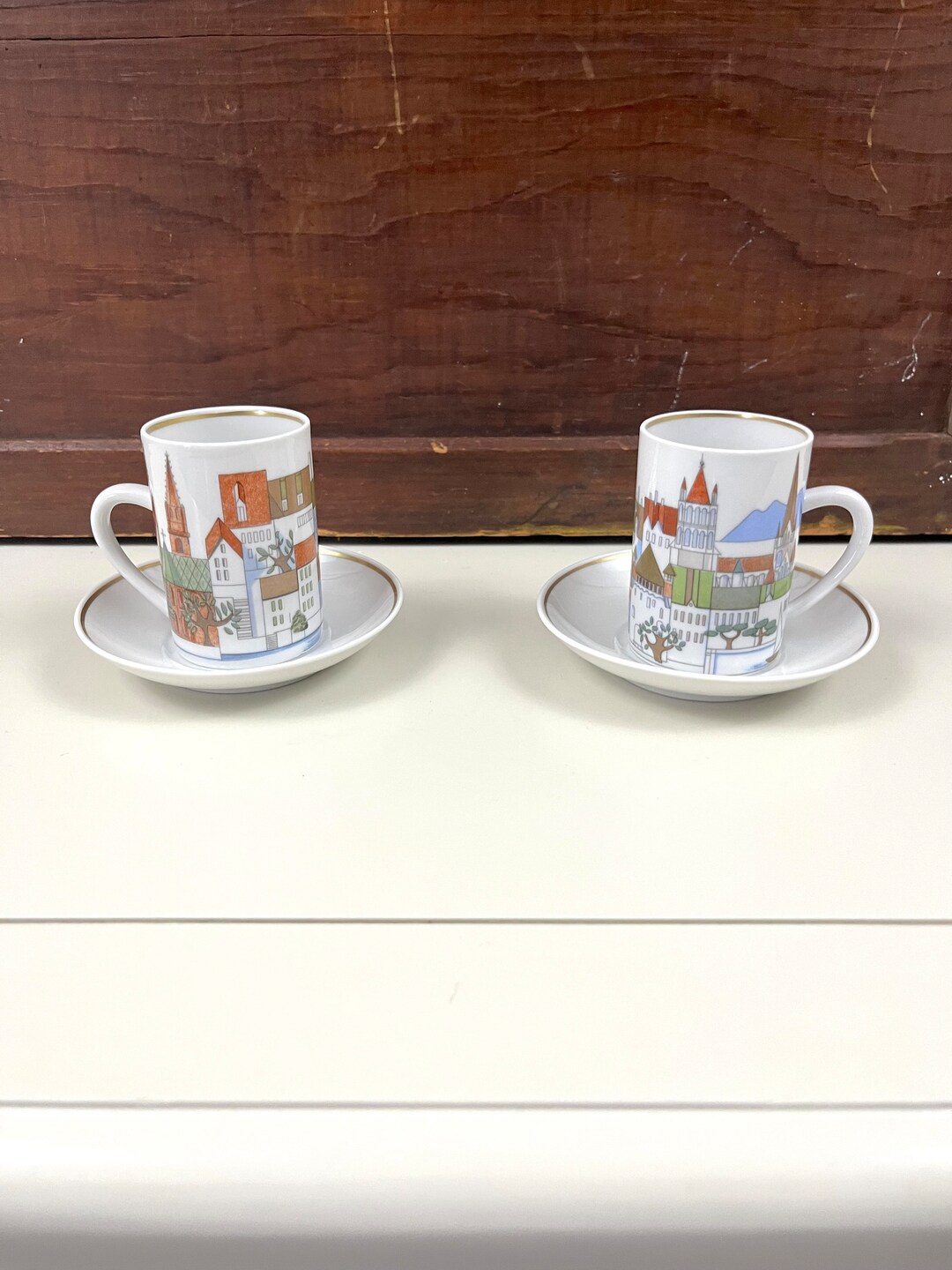 Vintage Espresso Teacups Lausanne & Basal City Souvenirs Suisse ...