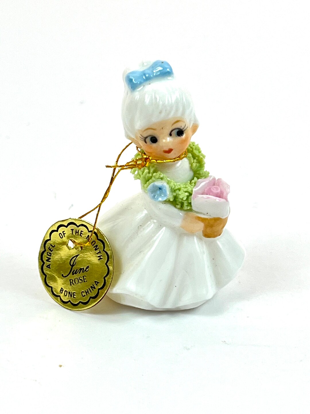 Vintage Miniature Angel of the Month June Birthday Month Figurine Rose ...