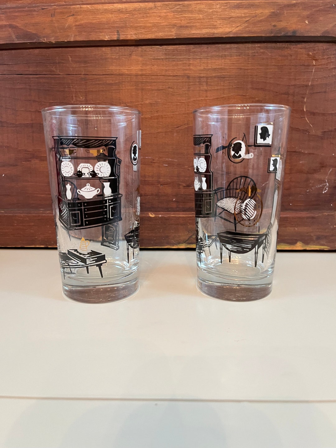Black and White Mid Century Drinking Glasses, MCM Furniture and Decor ...