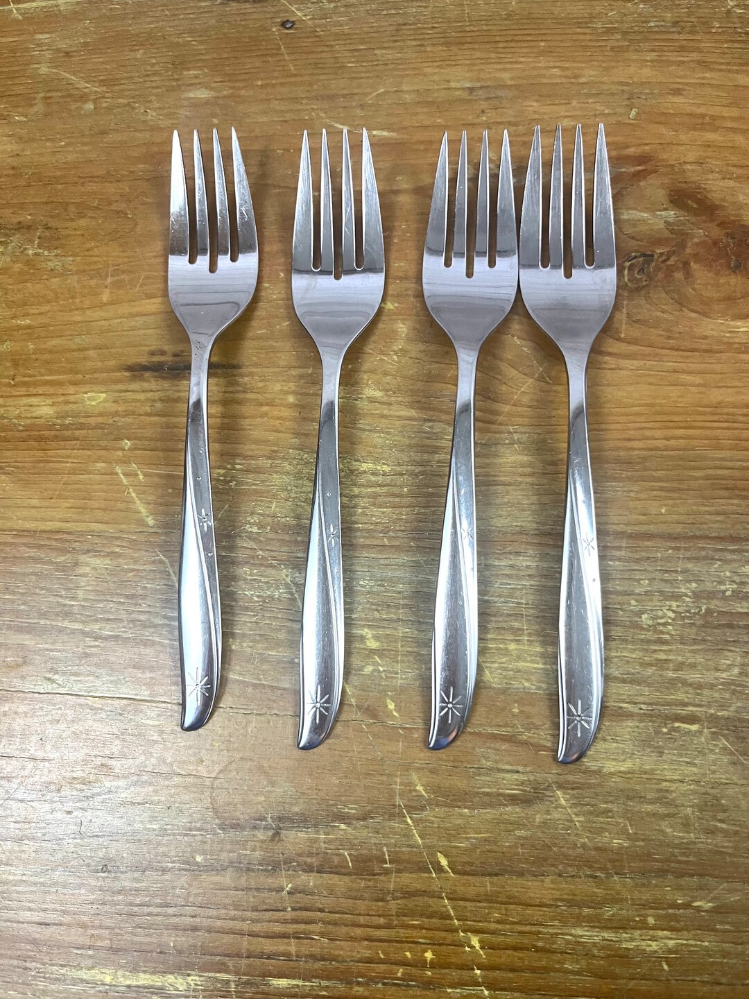 Mid Century Twin Star Flatware Two Star With a Swirl Design 1959 Atomic Era Stainless Flatware ...