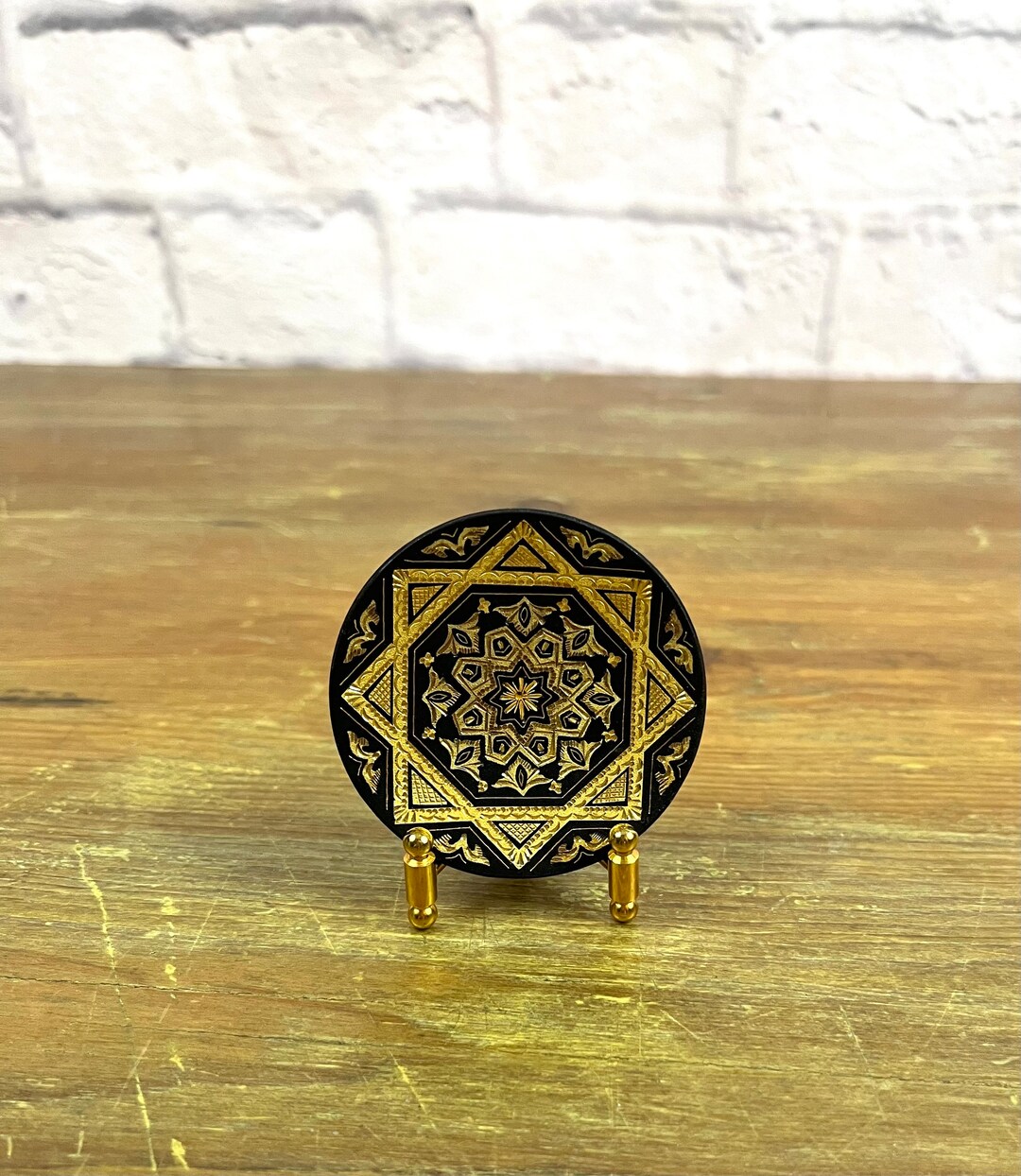 Small Decorative Black and Gold Plate - Etsy
