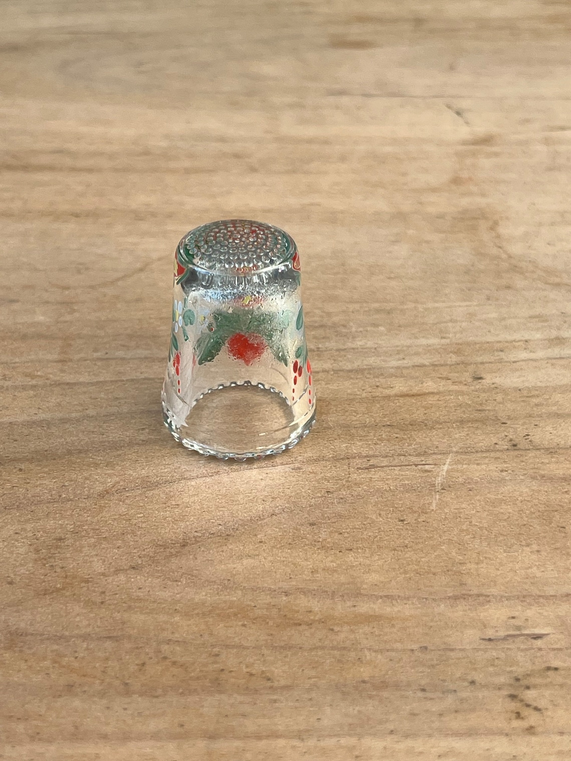Vintage Hand Painted Clear Glass Floral Thimble - Etsy