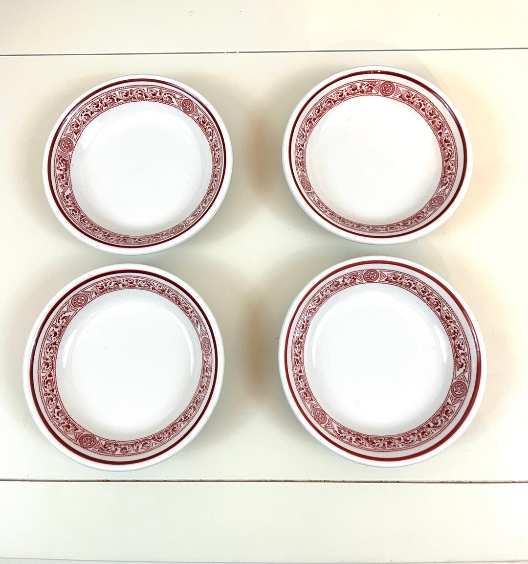 Vintage Vitrified Jackson China Red & White Restaurant Ware Berry Bowls ...