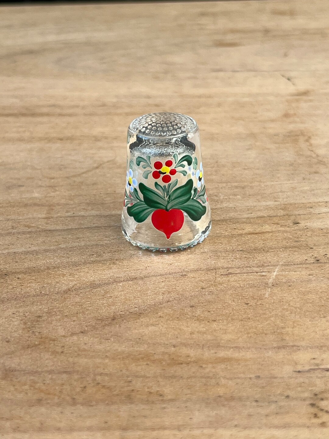 Vintage Hand Painted Clear Glass Floral Thimble - Etsy