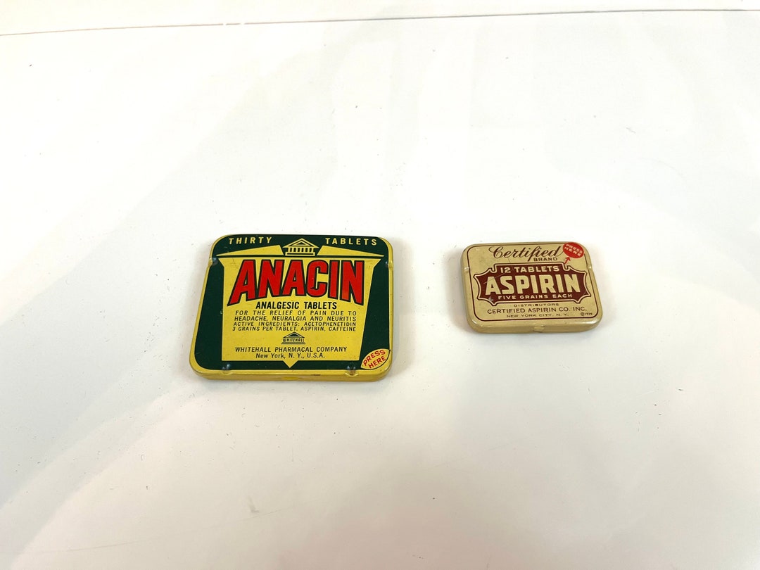 Vintage Anacin and Aspirin Tin Pill Carrying Case Collectible Pharmacy ...