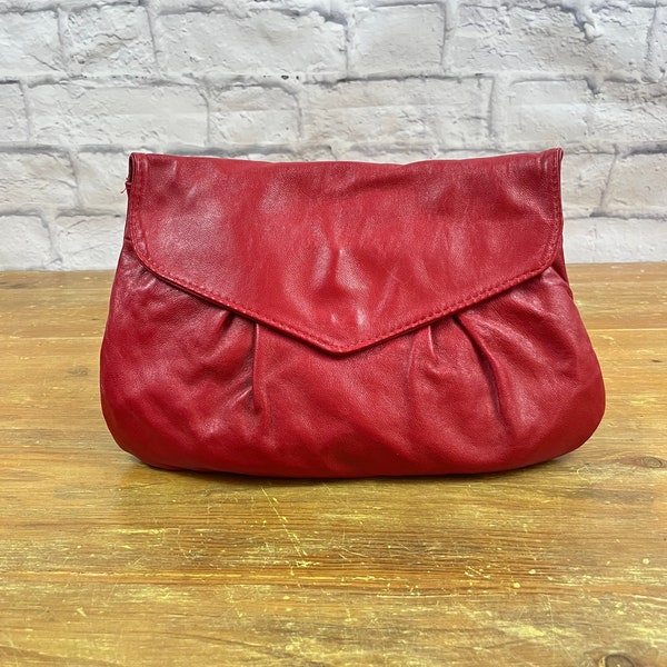 Red Leather Clutch - Etsy